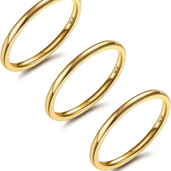 Jewelry | 15mm 14k Gold Filled Stacking Rings For Women Stainless Steel ...